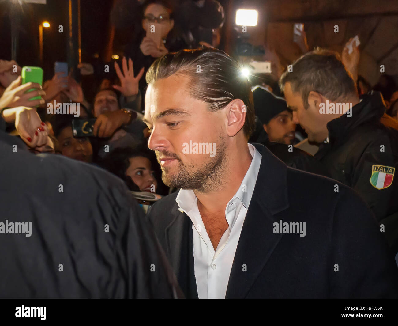 Rome, Italy. 15th Jan, 2016. Actor Leonardo DiCaprio arrives in Rome ...