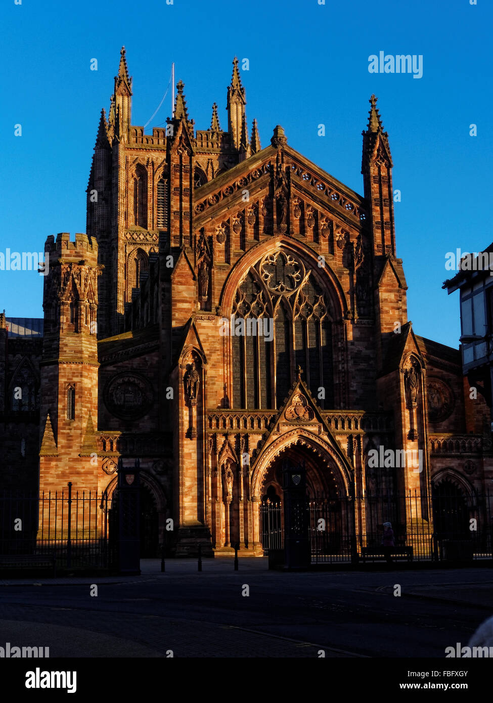 Hereford Cathedral stands on a green in the heart of the county town ...