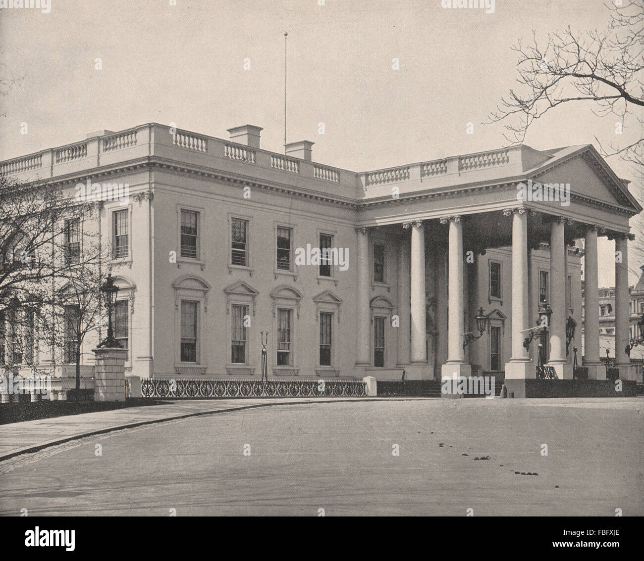 The White House, Washington DC, antique print 1895 Stock Photo - Alamy