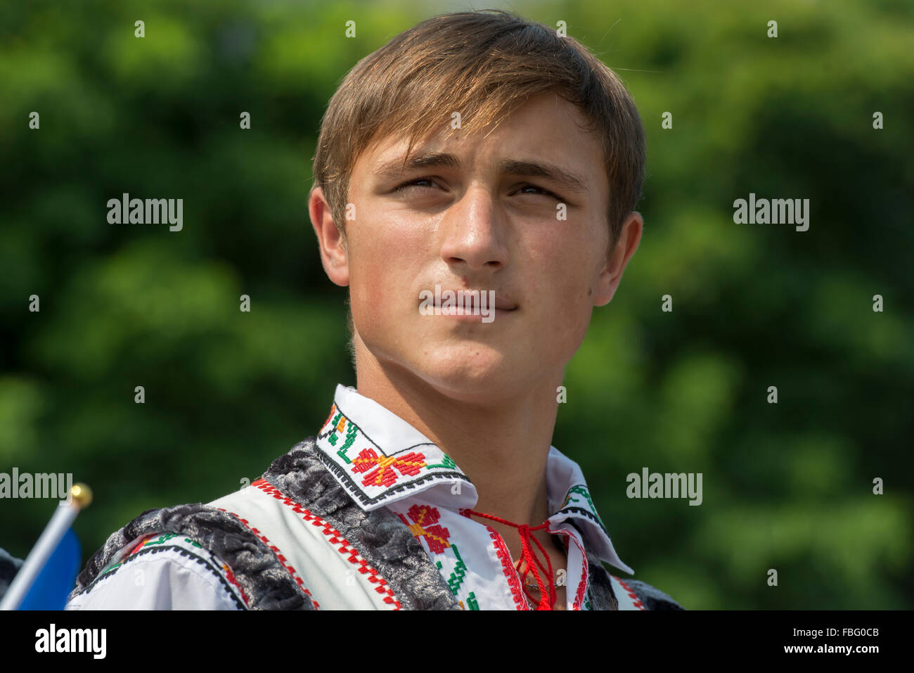 Young Man In Folkloric Costume At Independence Day Parade, Piata Marii ...