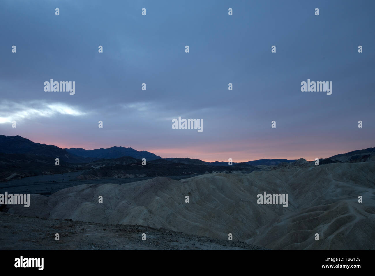 Sunrise at Zabriskie Point, View point in the area of Amargosa Range ...