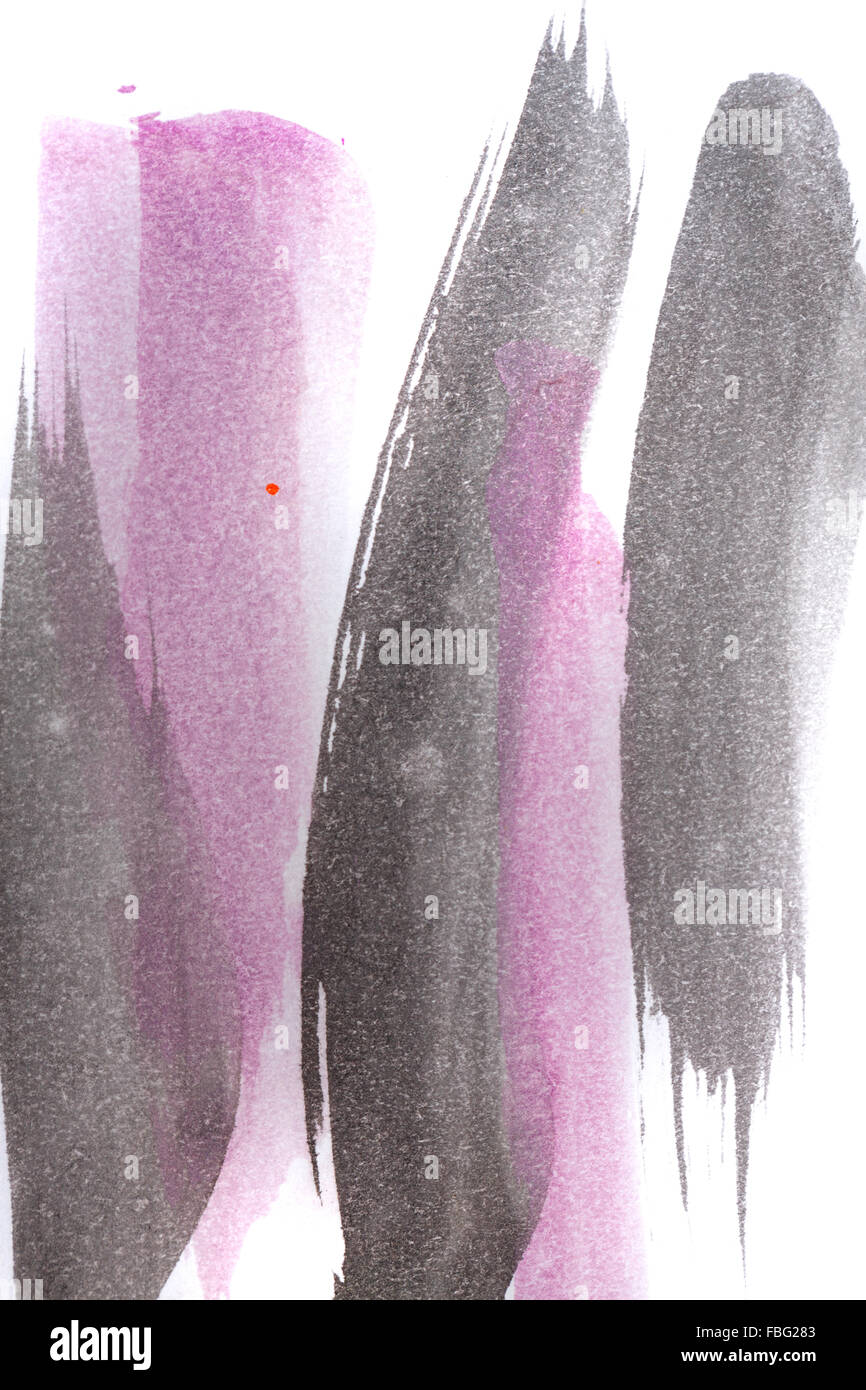 Children abstract watercolor painting. Black and purple watercolor ...