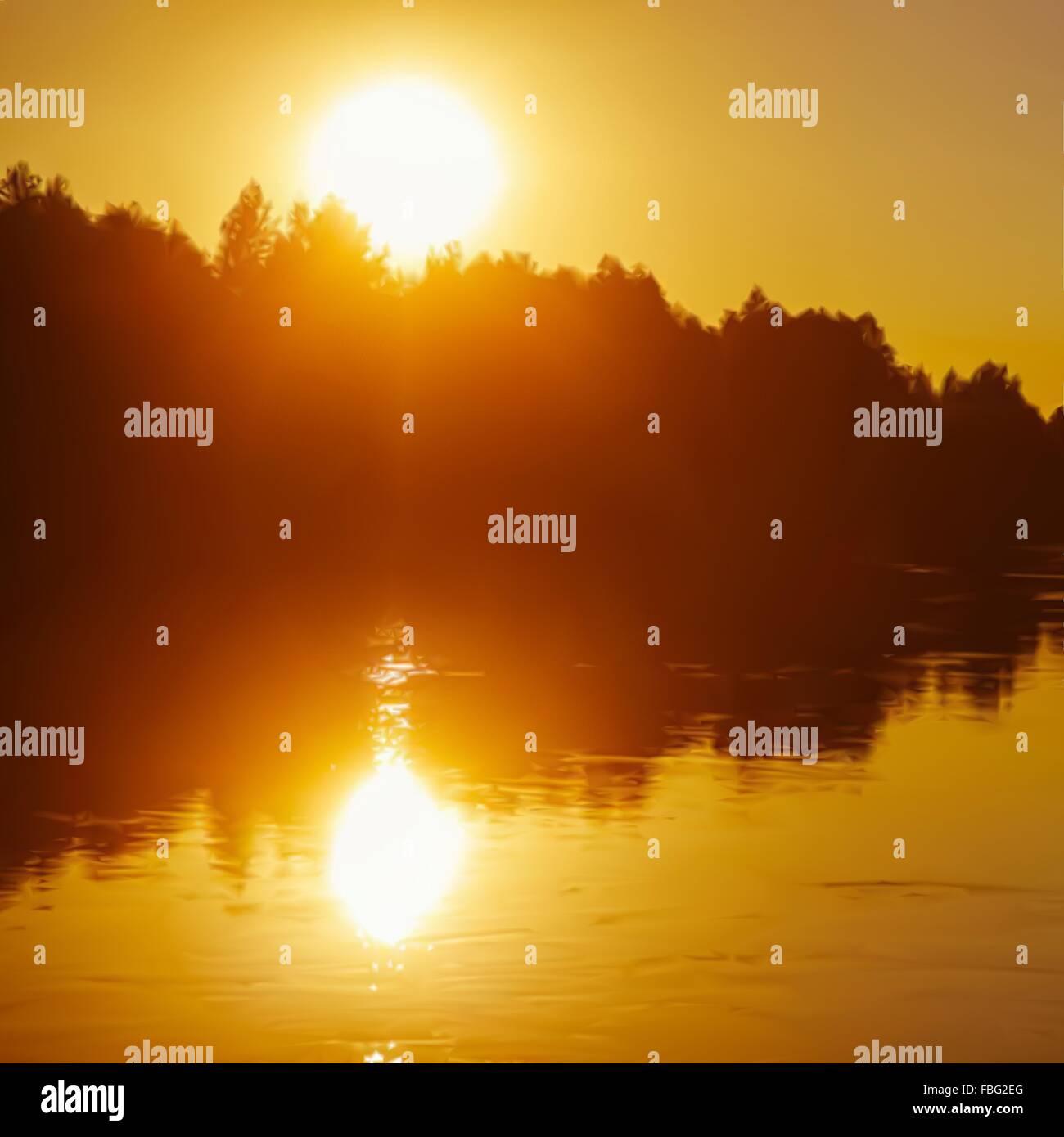 sunset river water sun vector illustration mesh Stock Vector Image ...