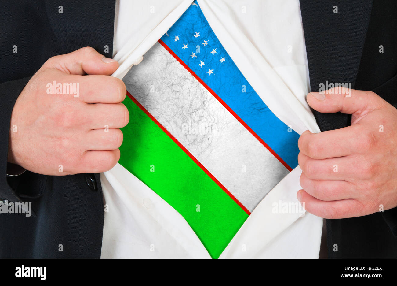 The Uzbek flag Stock Photo - Alamy