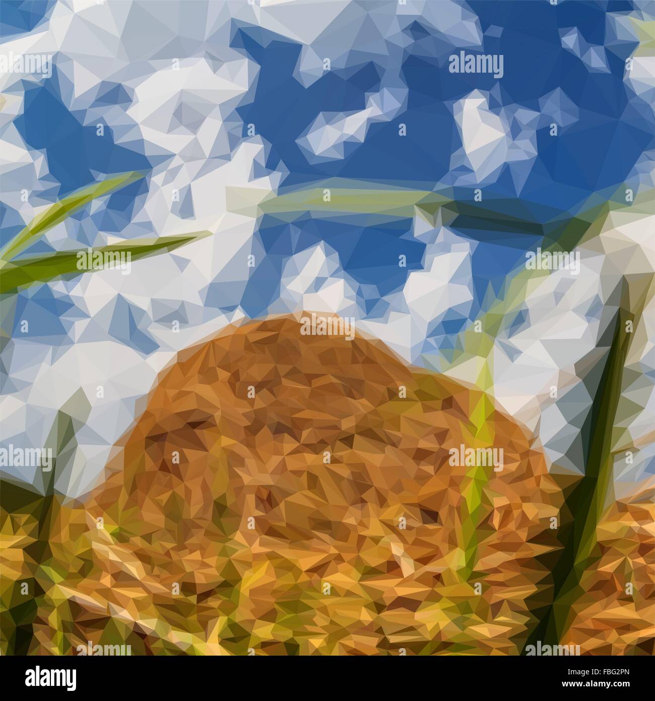 Low poly design triangular haystack hay nature sky polygon Stock Vector ...