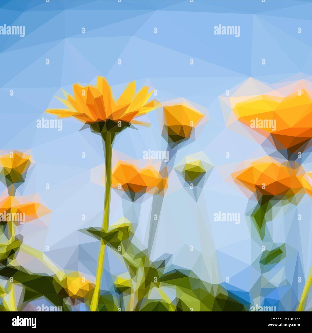 Grass flowers sky low Stock Vector Images - Alamy