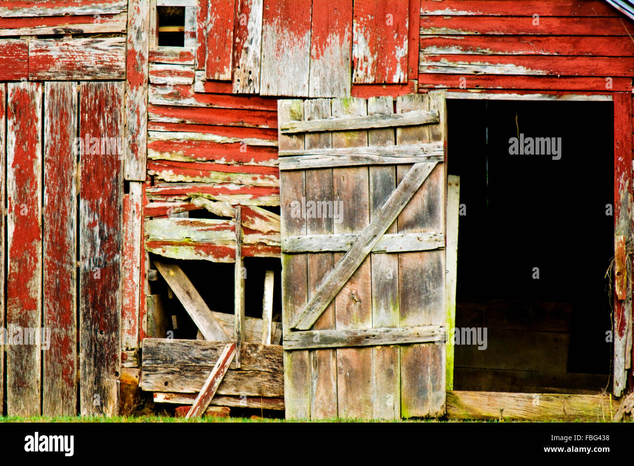 Rustic, well worn side of a red barn in Marion County, Indiana Stock ...