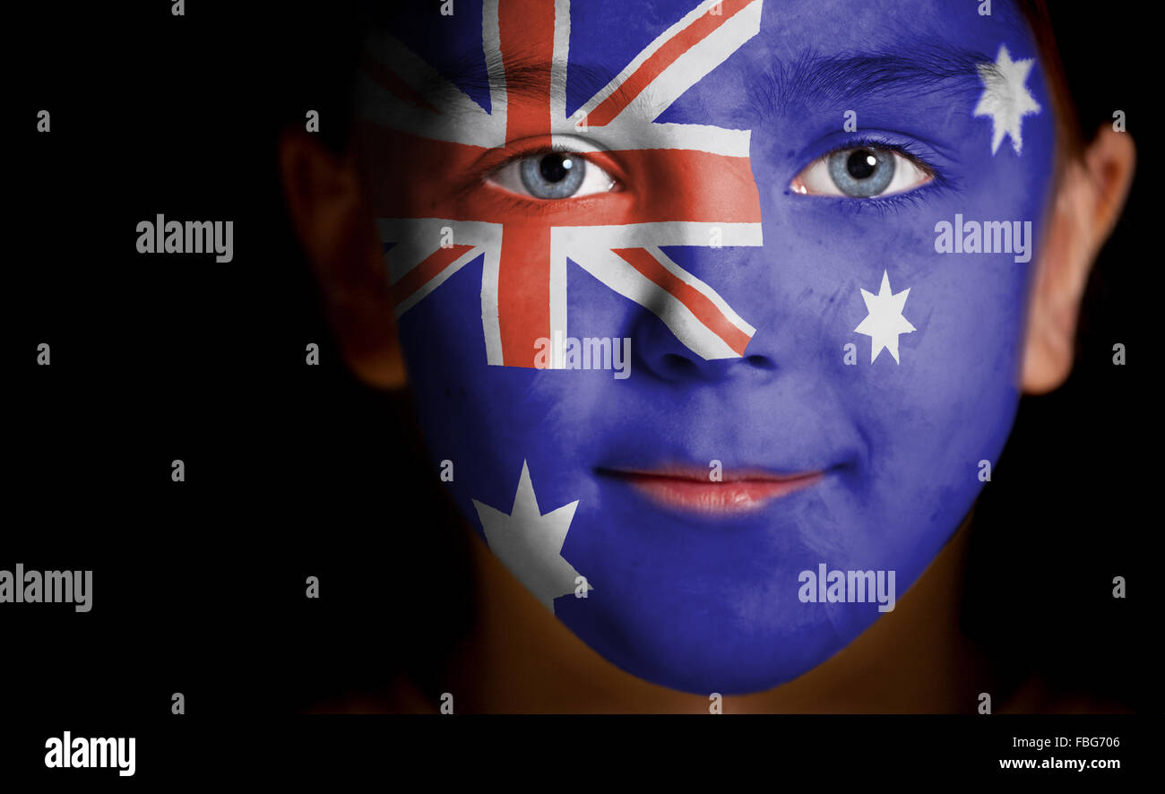 Australian flag face paint hi-res stock photography and images - Alamy