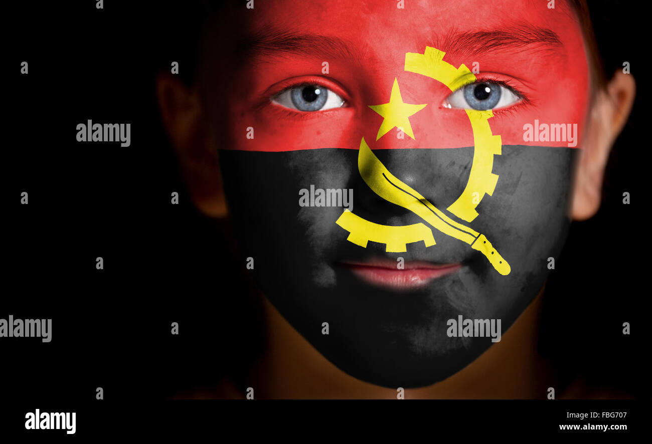 Portrait of a child with a painted Angolan flag Stock Photo - Alamy