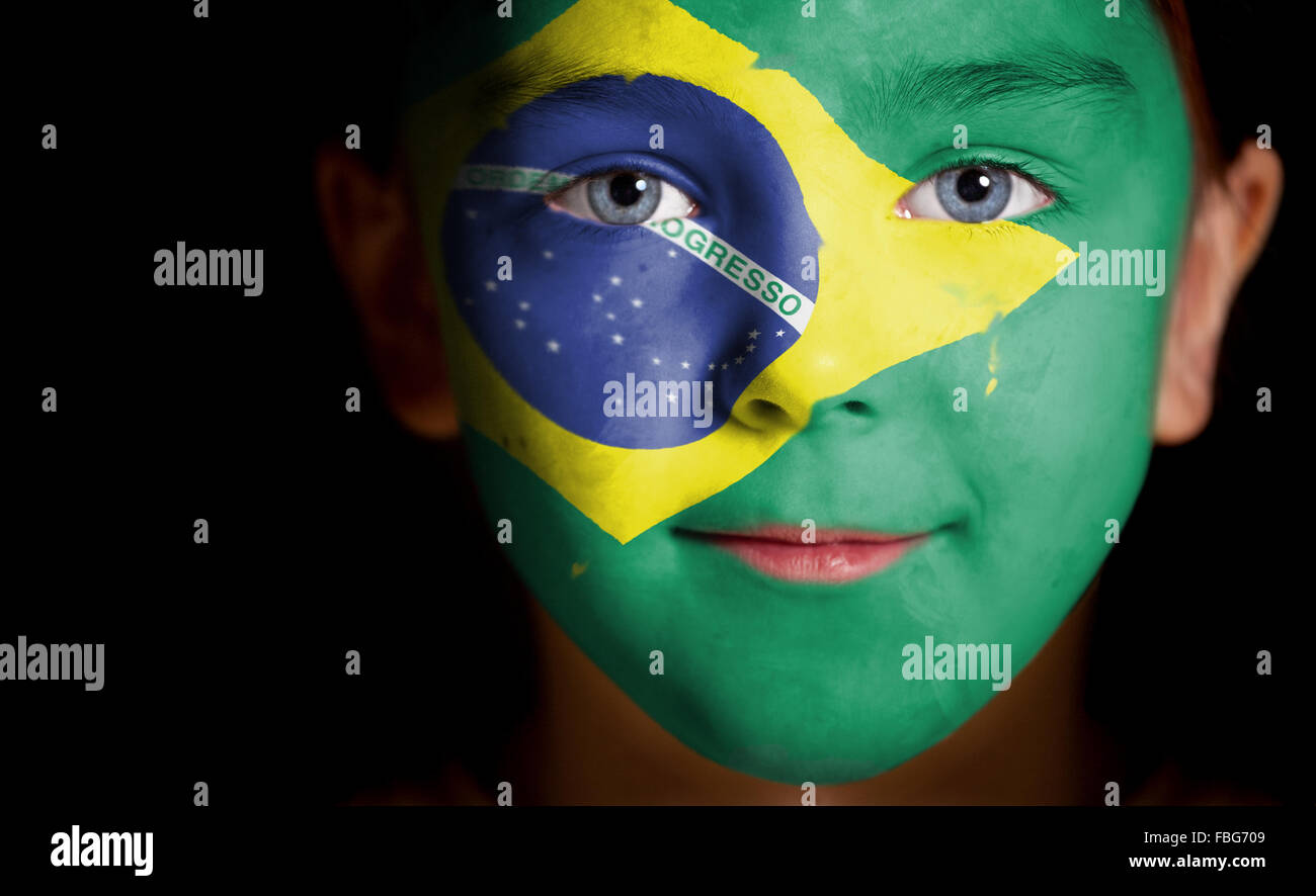 Portrait of a child with a painted flag Stock Photo - Alamy