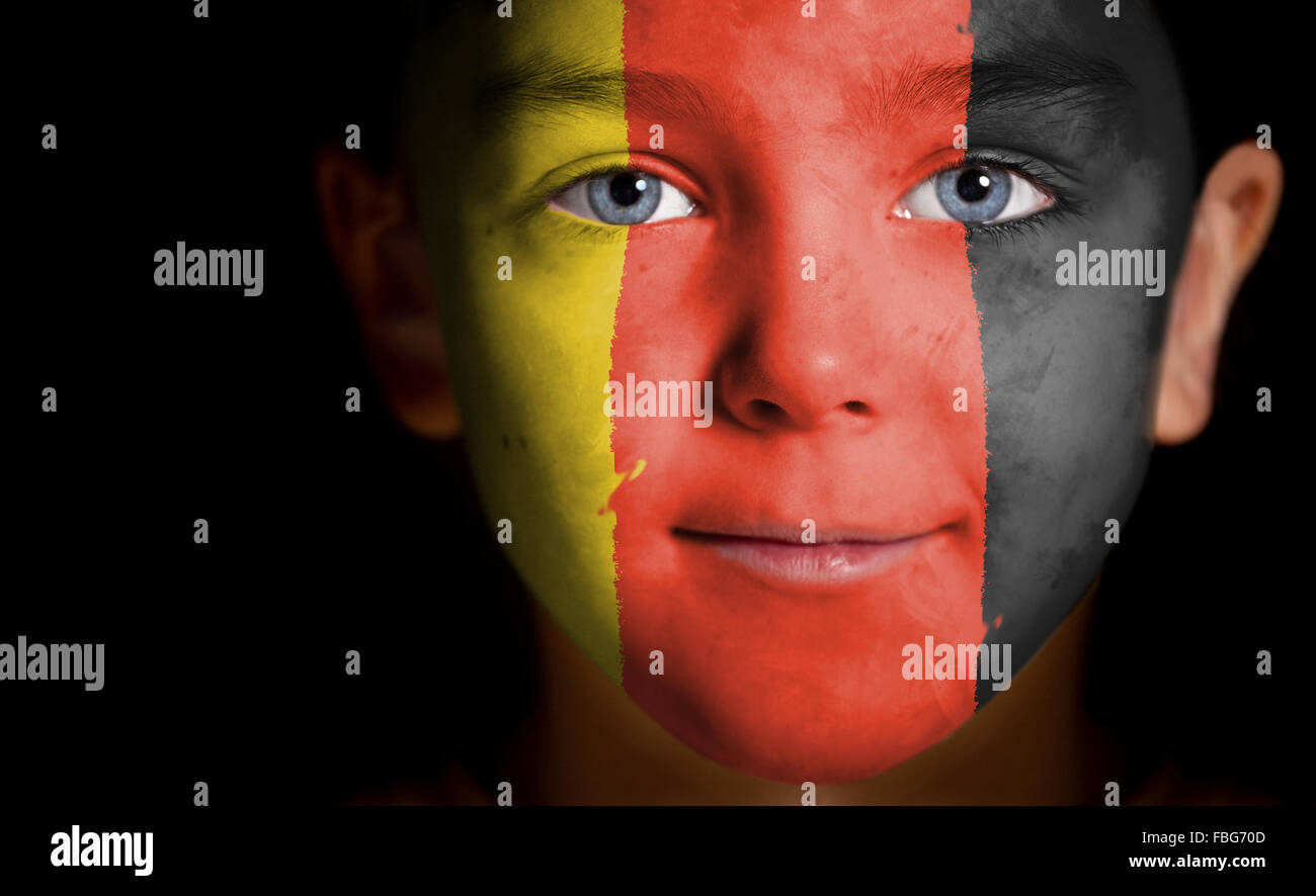 Portrait of a child with a painted German flag Stock Photo - Alamy