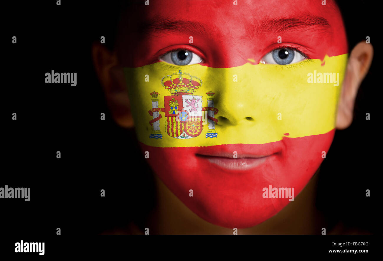 Human face painted with flag spanish hi-res stock photography and ...