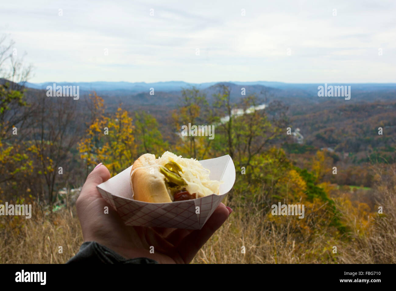 Hot dog in mountains Stock Photo - Alamy