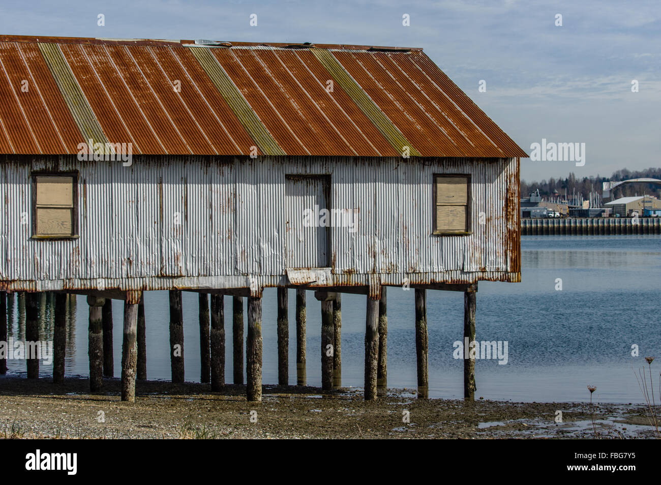 Rusting buildings at the site of the Alaska Packers Association cannery ...