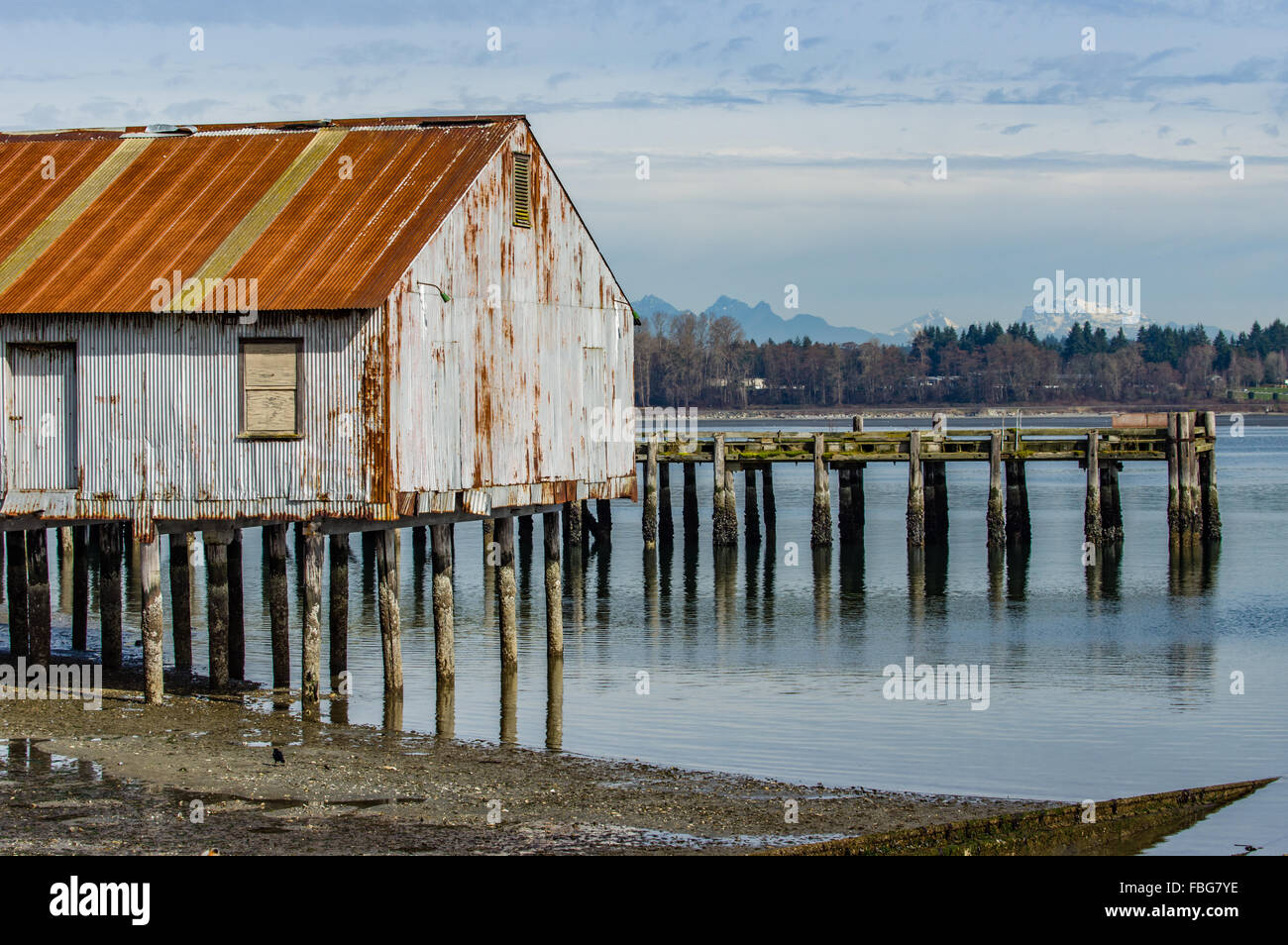 Rusting buildings at the site of the Alaska Packers Association cannery ...