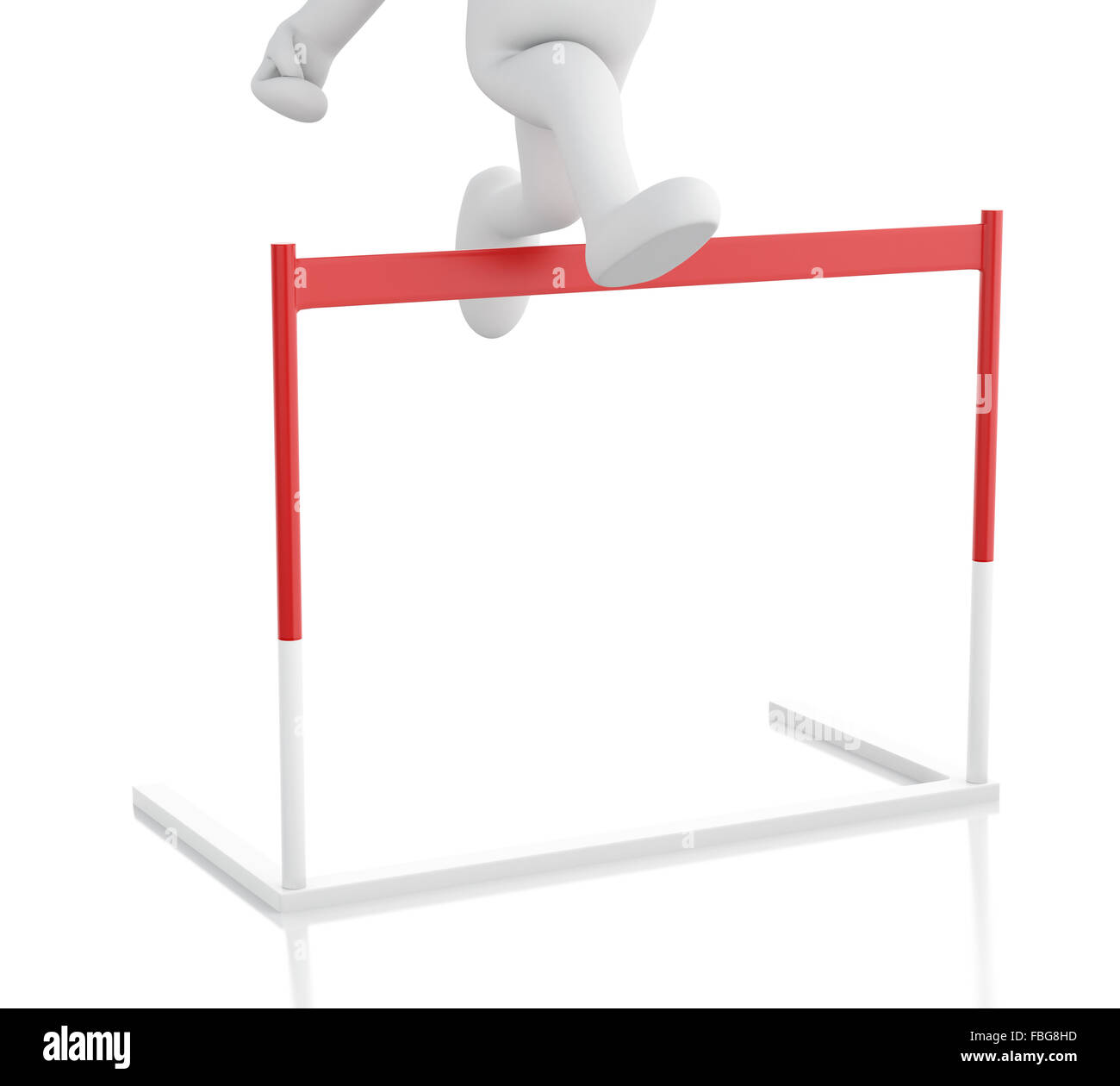 3d renderer illustration. White people hopping over hurdle race ...