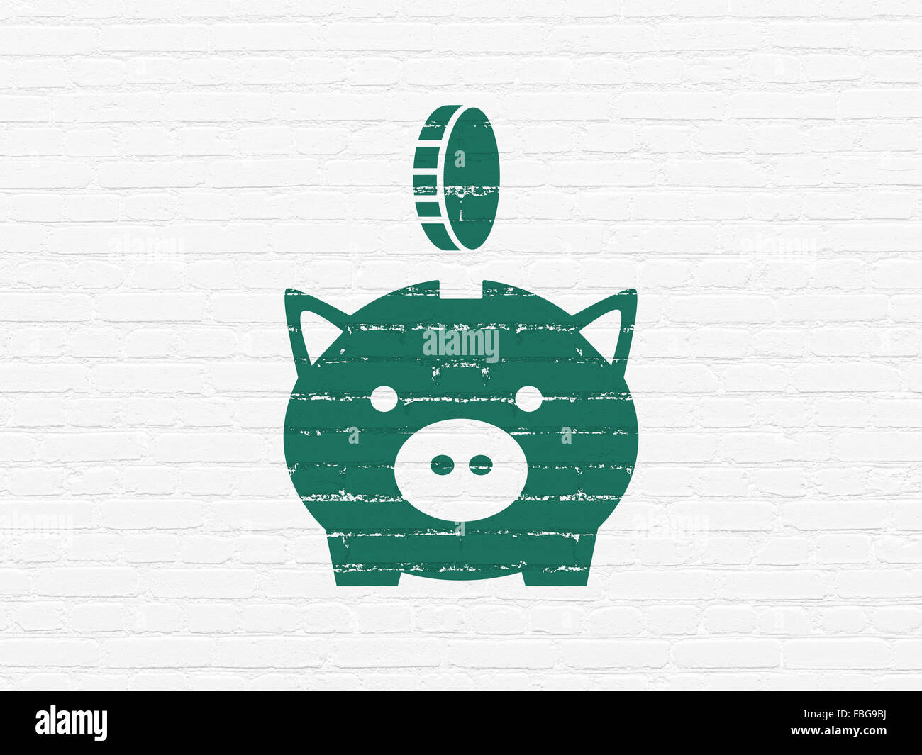 Currency concept: Money Box With Coin on wall background Stock Photo ...