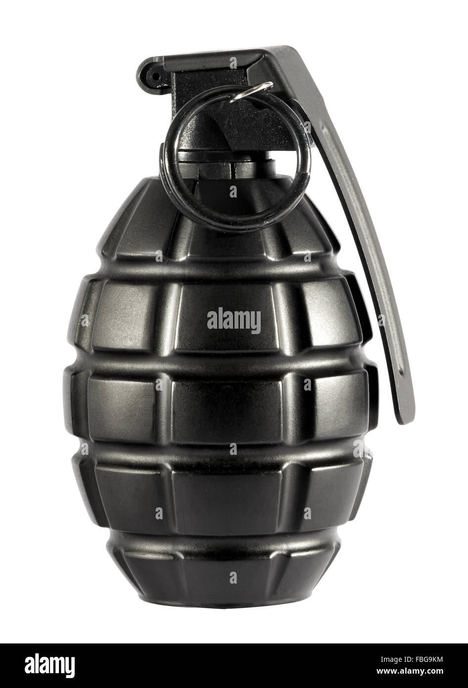 Single unexploded black metal grenade Stock Photo - Alamy