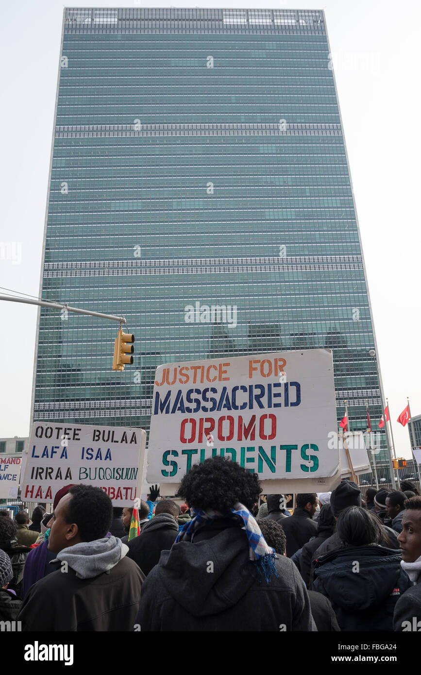 New York, United States. 15th Jan, 2016. A demonstrator holds aloft a ...