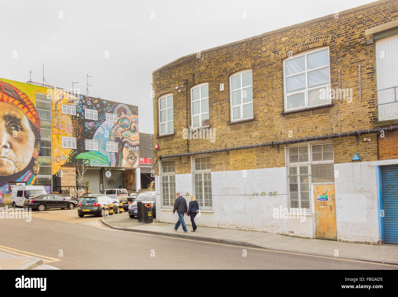graffiti on the facades of buildings, street scene, hackney wick ...