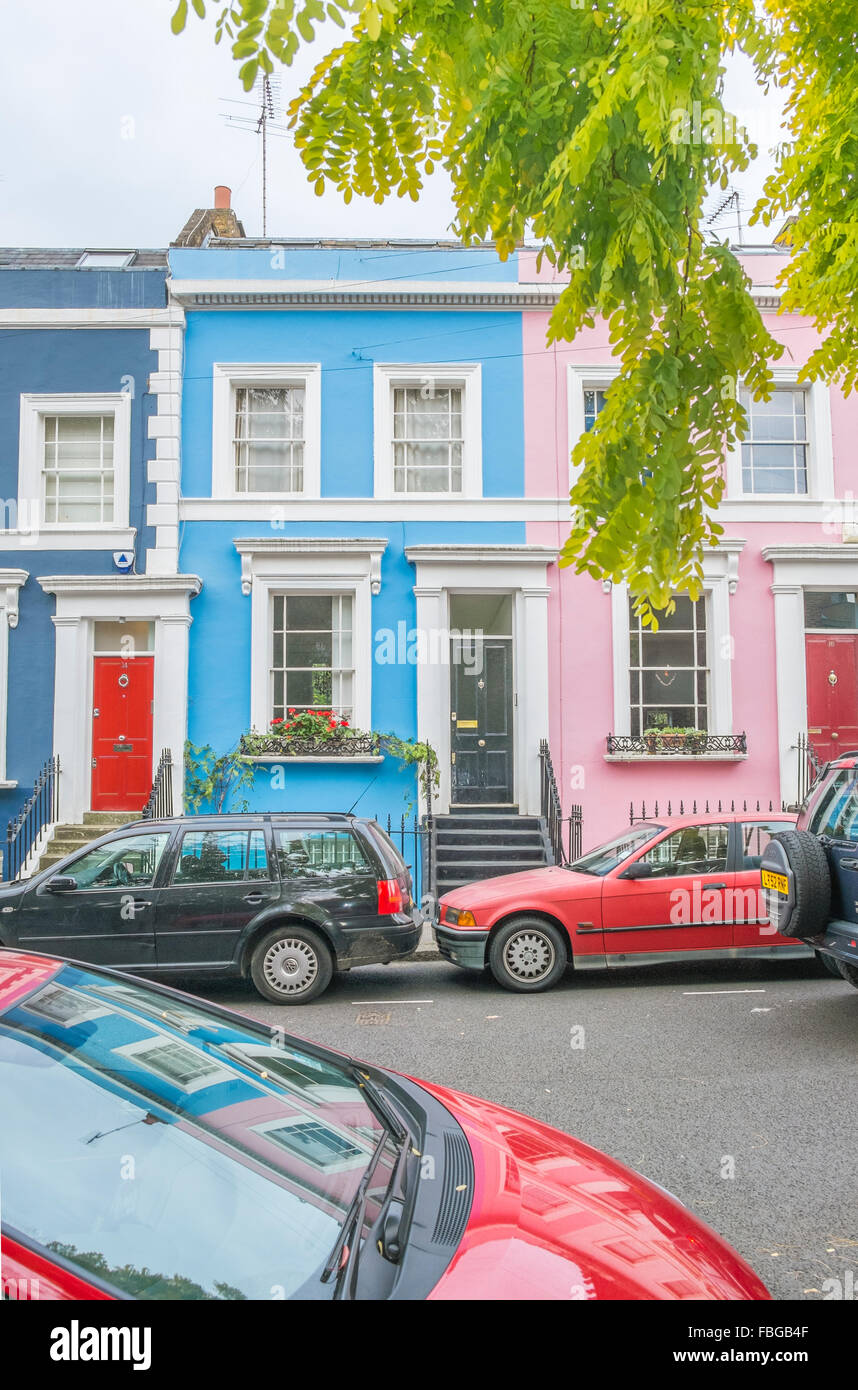colorful houses, denbigh terrace, notting hill, london, england Stock ...