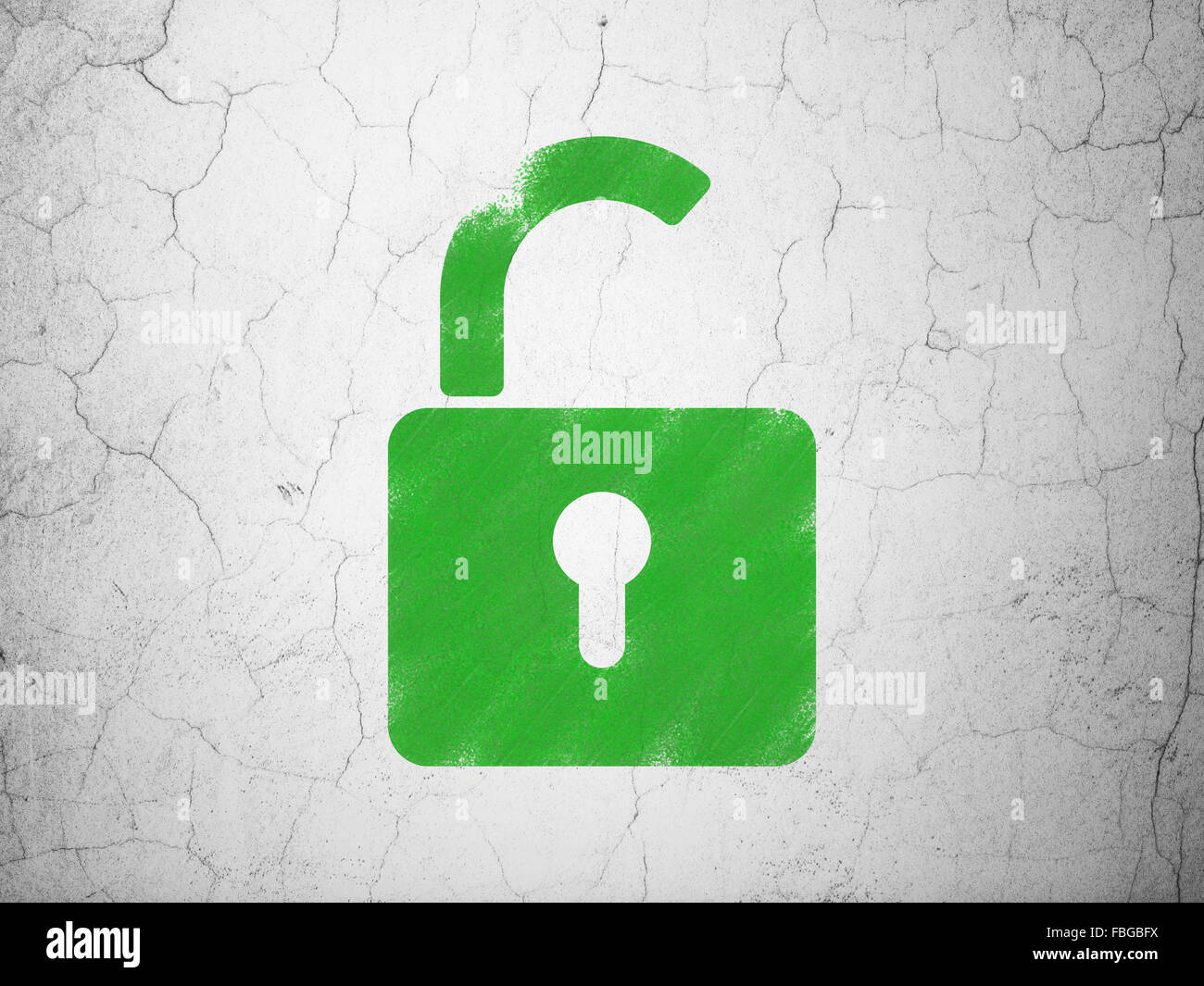 Security concept: Opened Padlock on wall background Stock Photo - Alamy