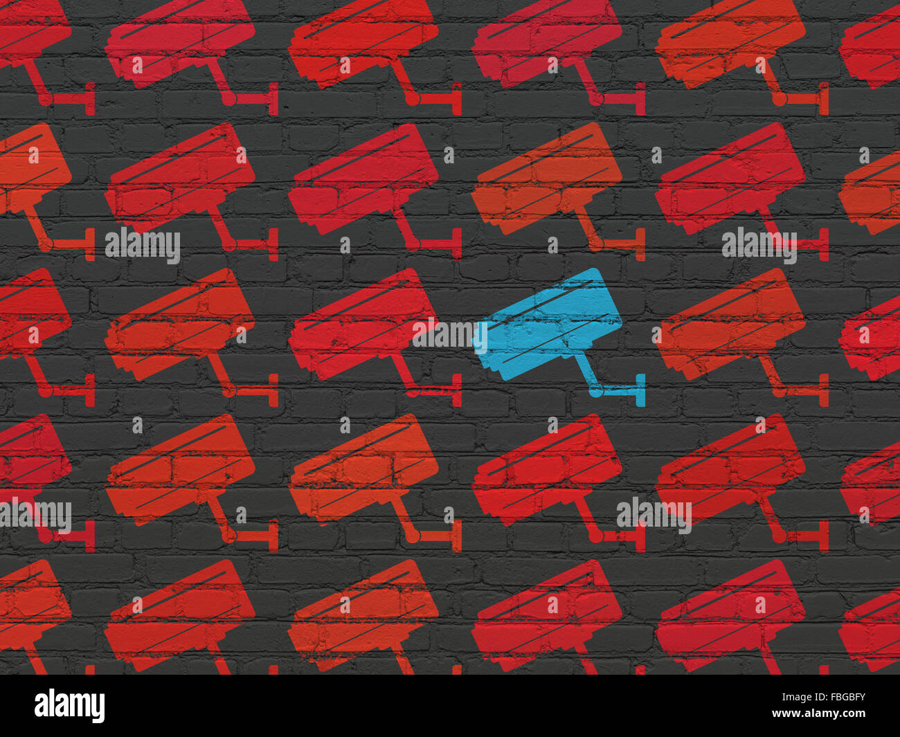 Security concept: cctv camera icon on wall background Stock Photo - Alamy