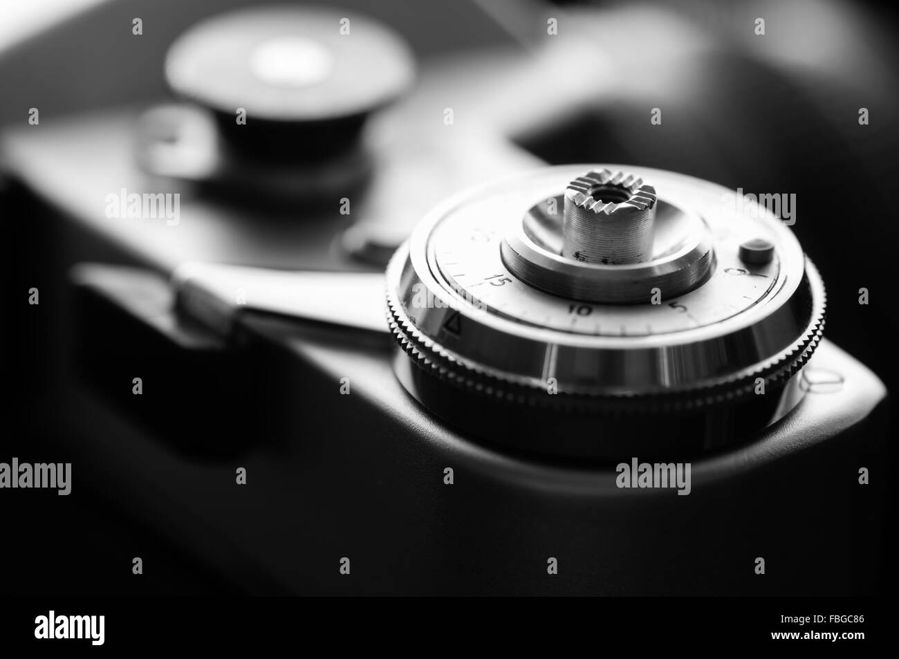 Shutter button of the camera in black and white Stock Photo - Alamy