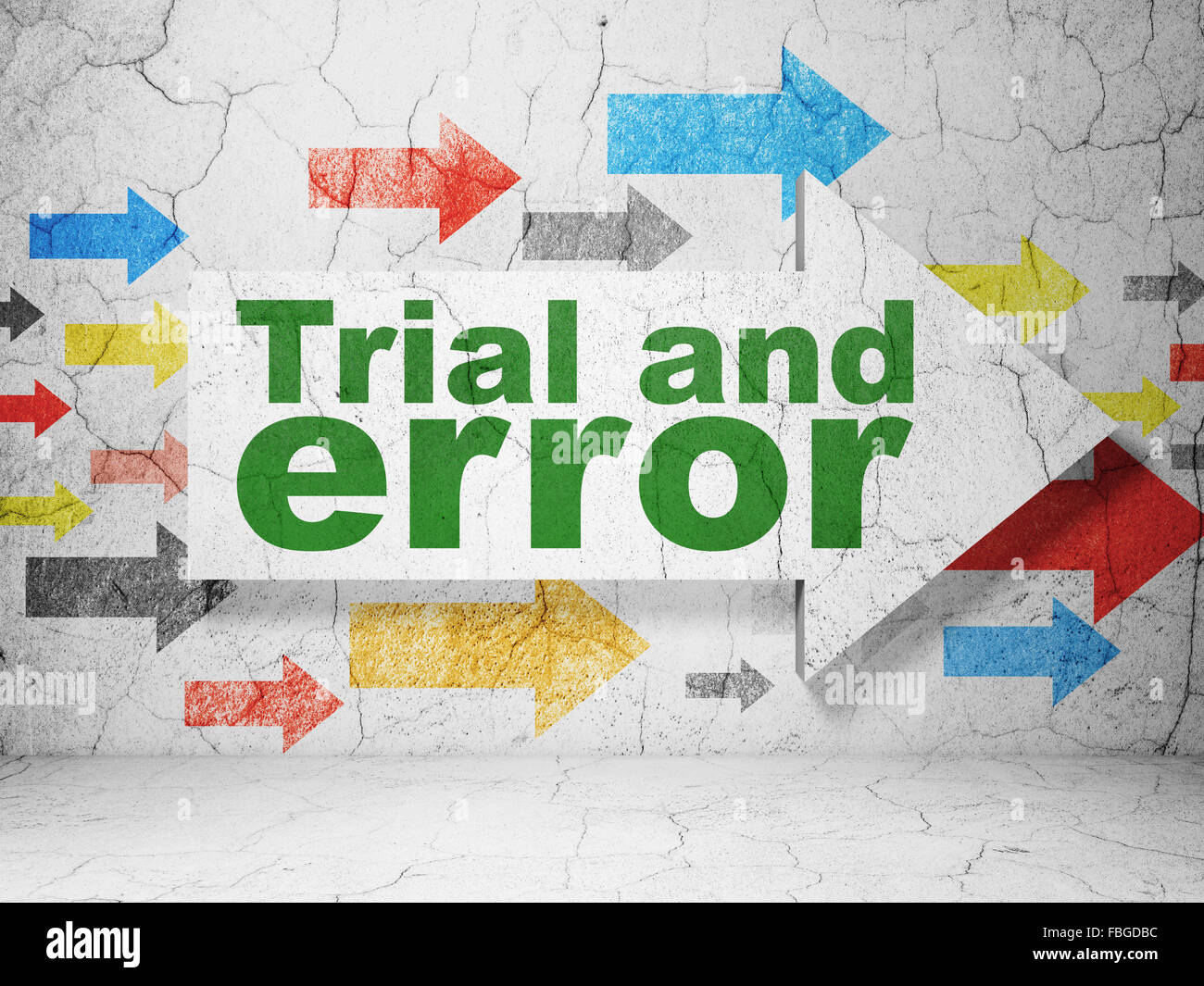 Science concept: arrow with Trial And Error on grunge wall background ...