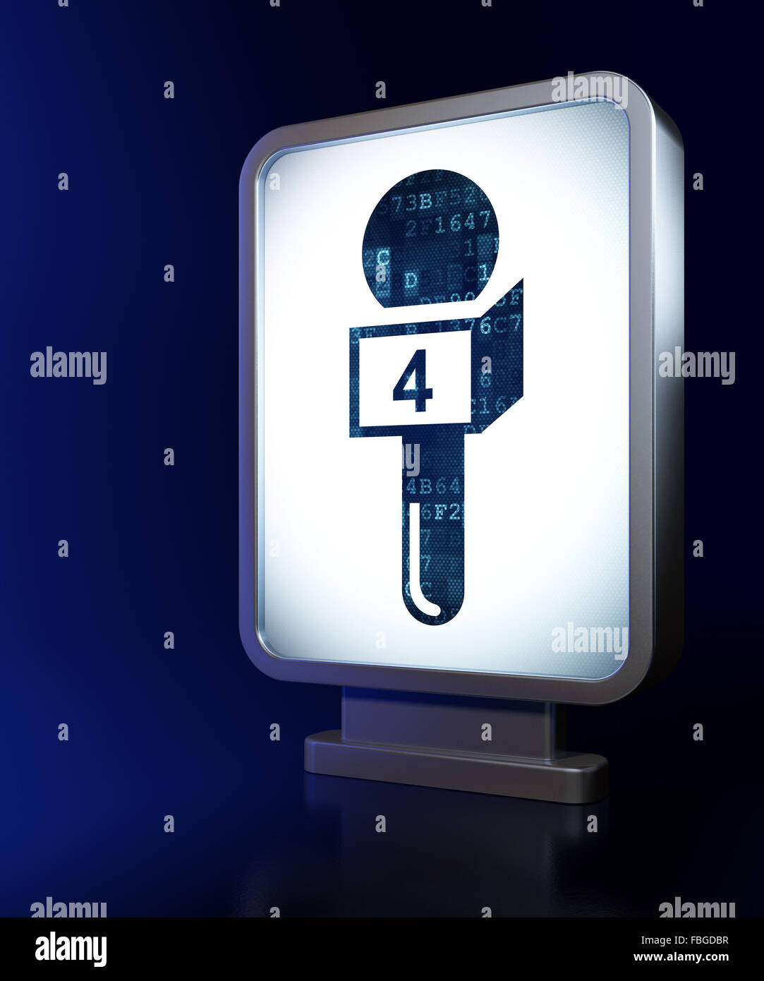 News concept: Microphone on billboard background Stock Photo - Alamy