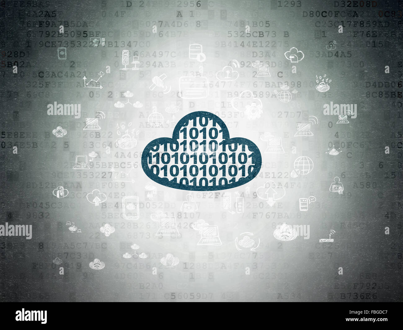 Cloud computing concept: Cloud With Code on Digital Paper background ...