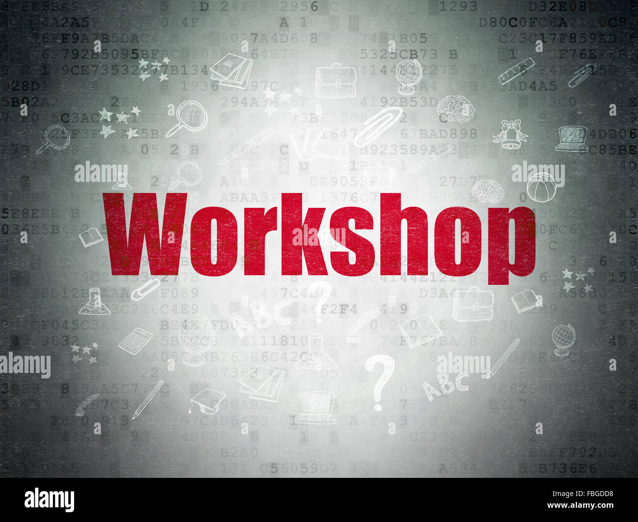 Studying concept: Workshop on Digital Paper background Stock Photo - Alamy