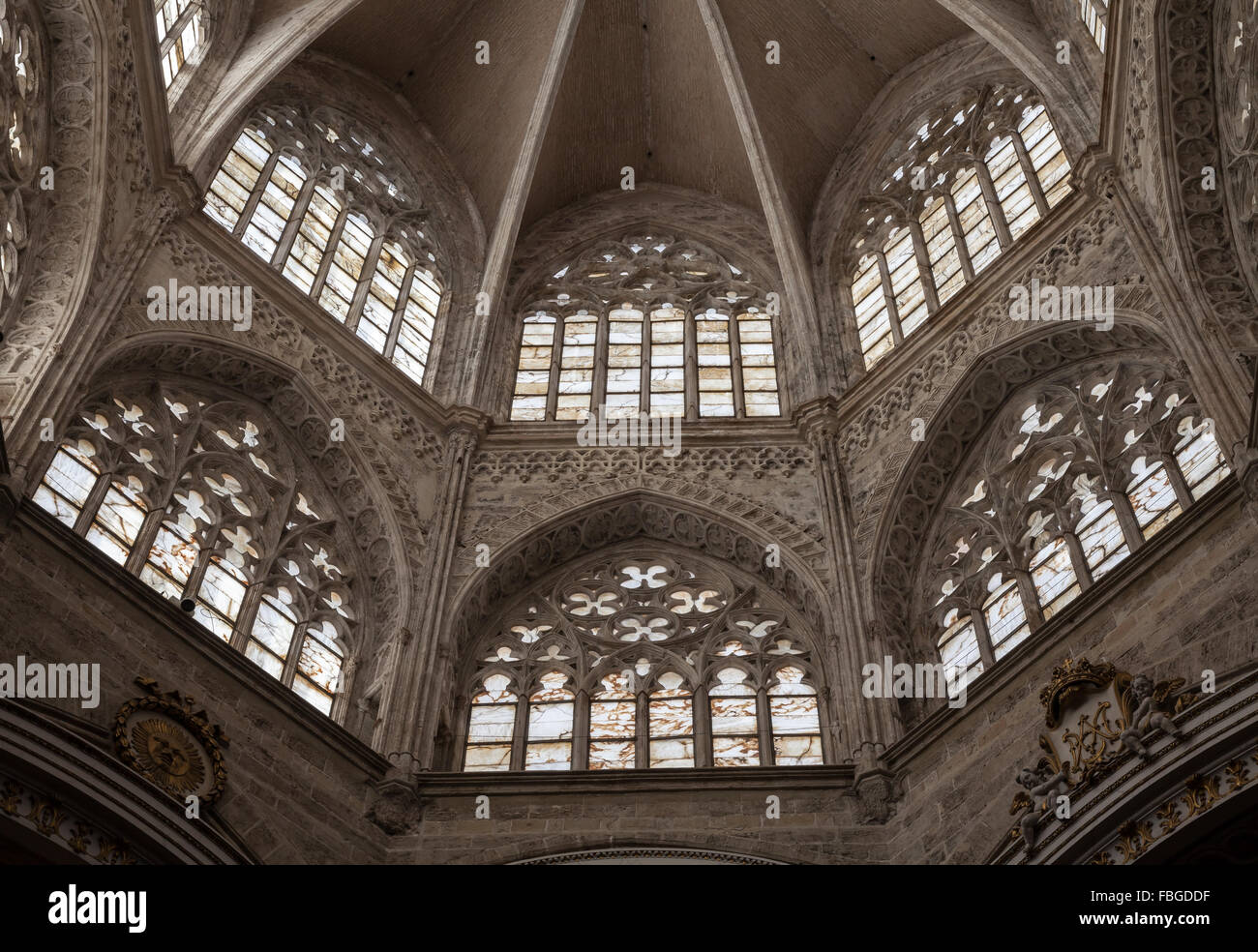 Window detail interior of a Gothic Catholic Cathedral Stock Photo - Alamy