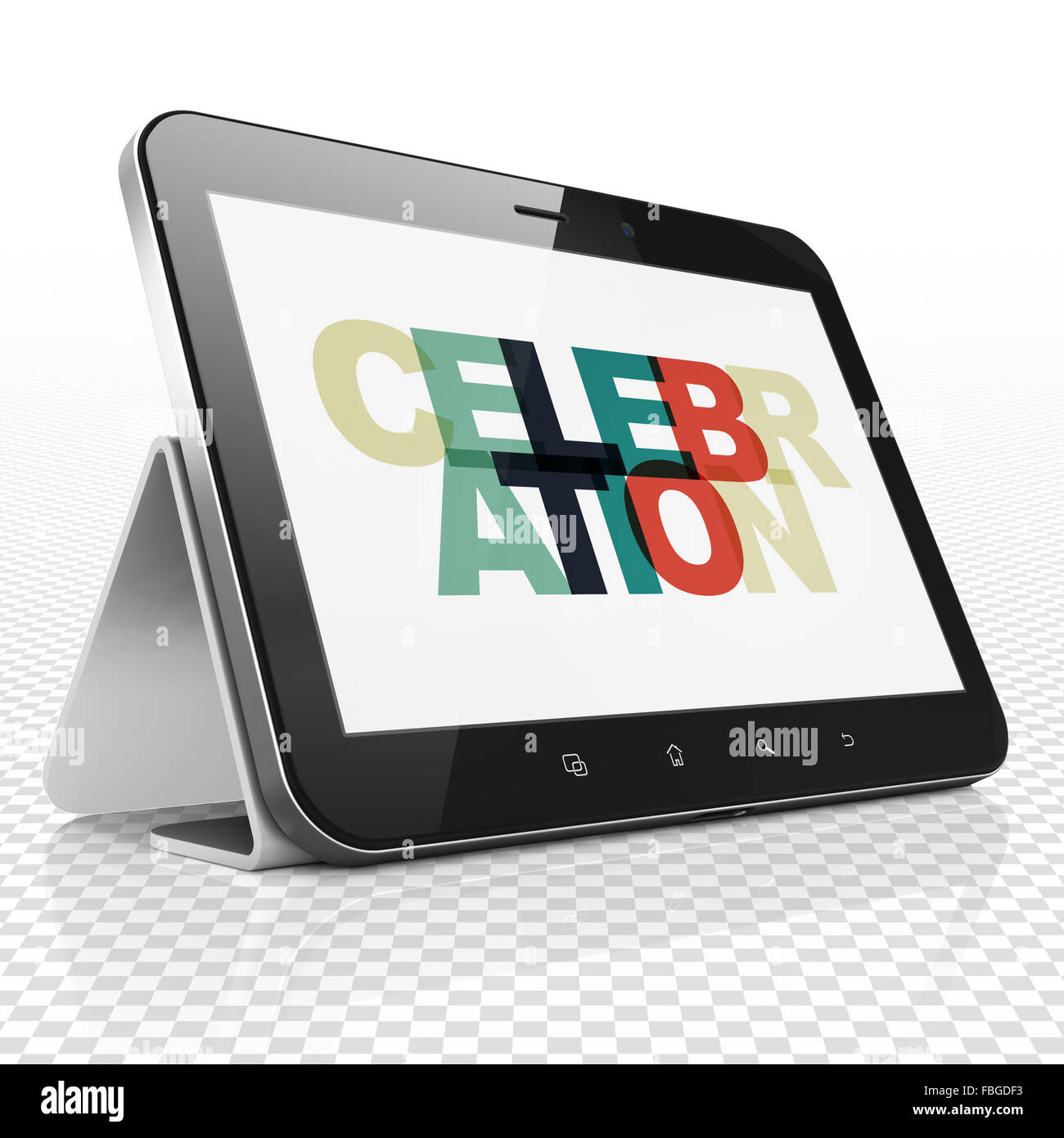 Entertainment, concept: Tablet Computer with Celebration on display ...