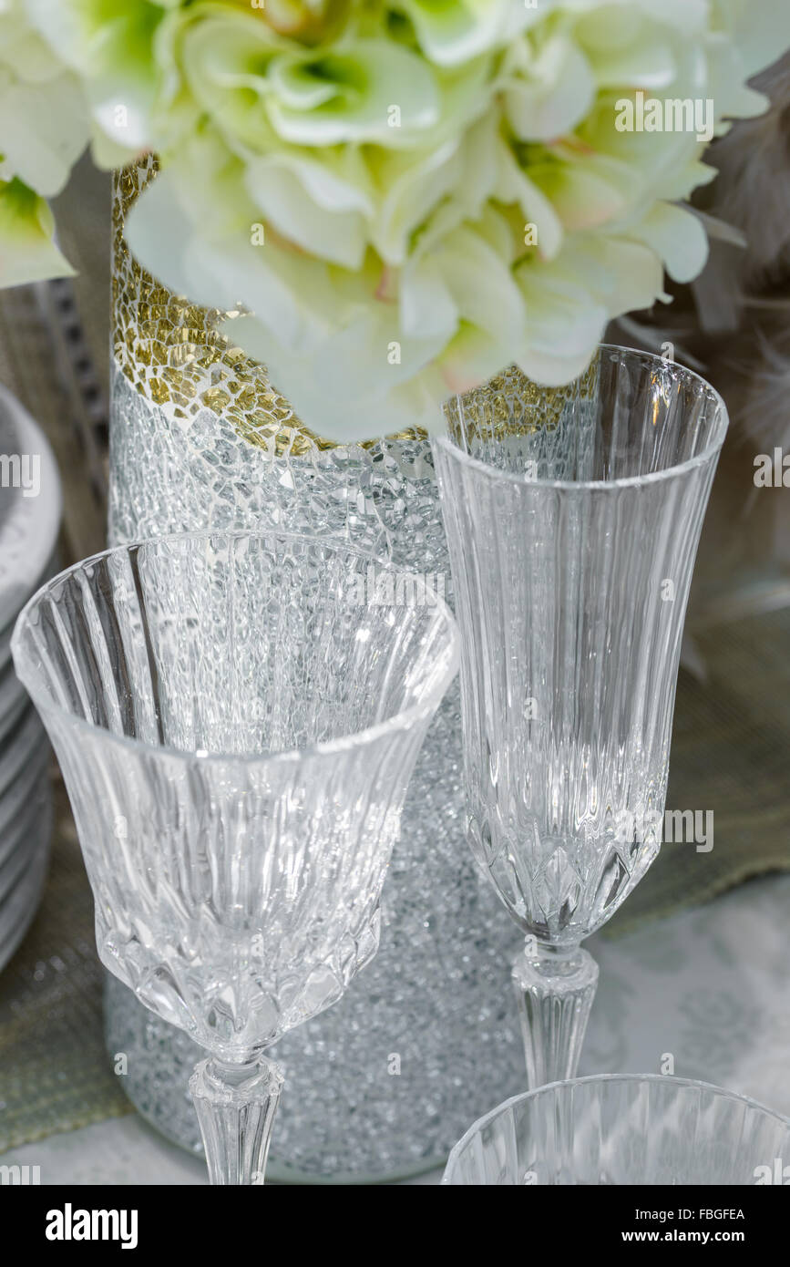 decorated table with vase Stock Photo - Alamy