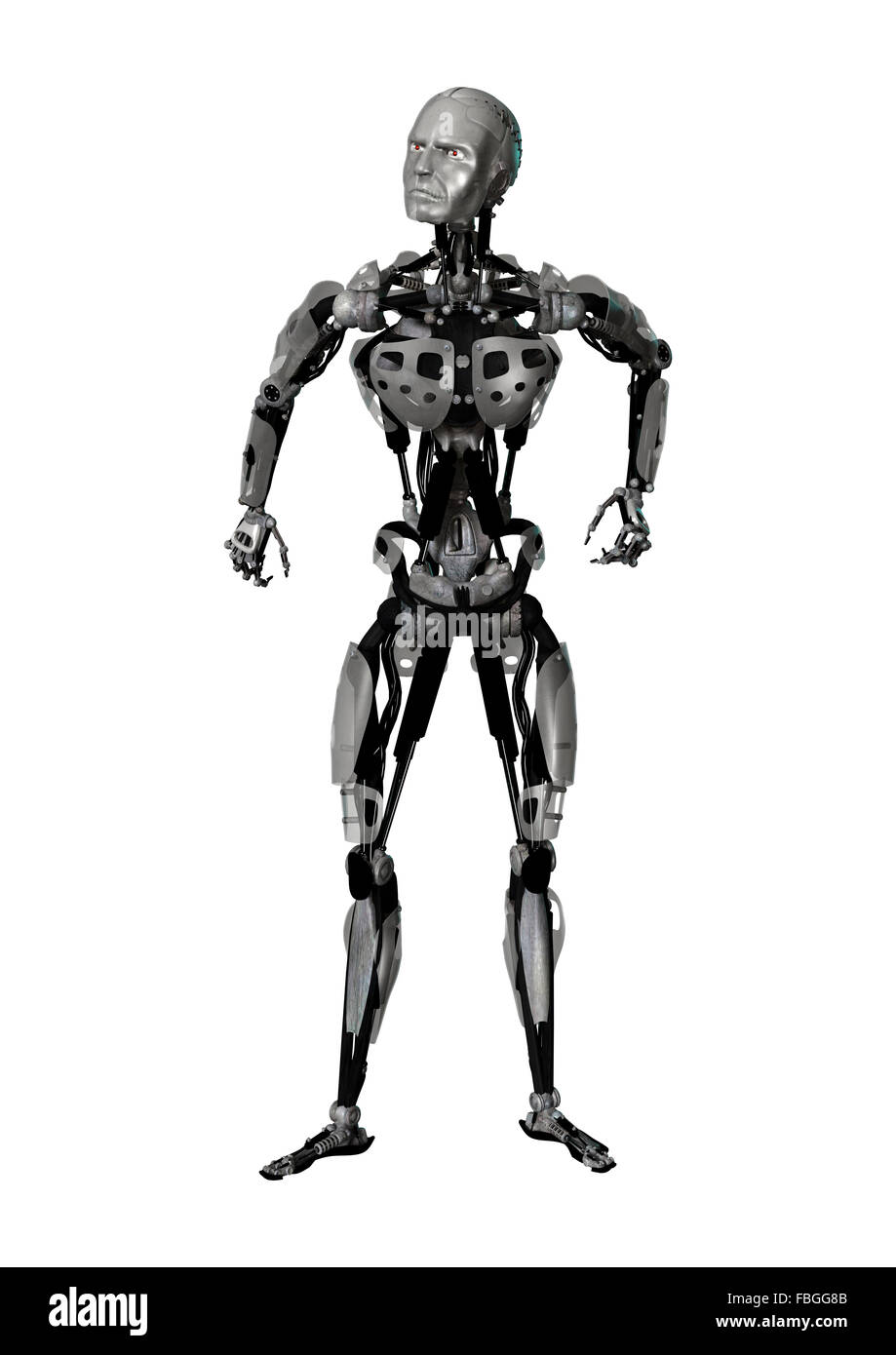 3D digital render of a male cyborg isolated on white background Stock ...