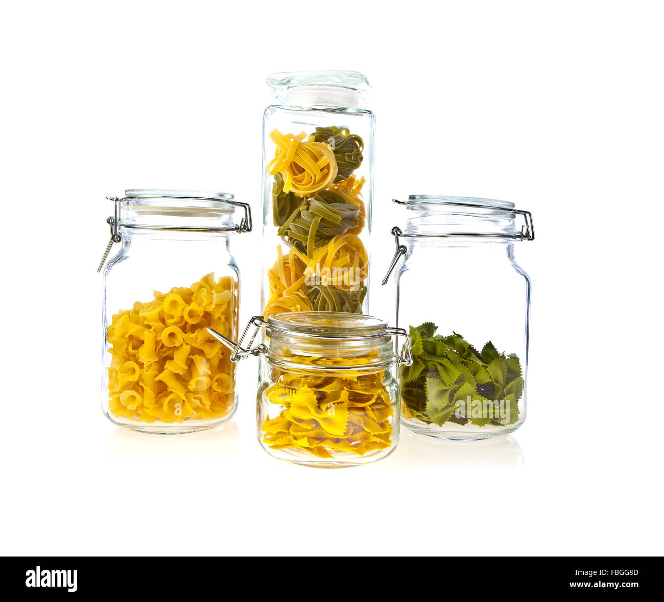 Jars of pasta isolated on white Stock Photo - Alamy