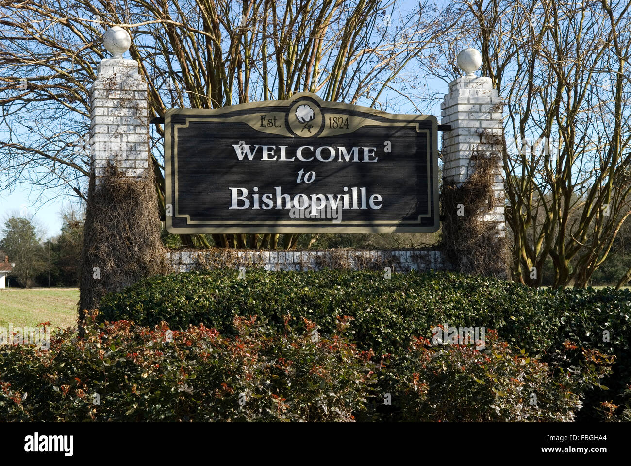 Welcome to Bishopville South Carolina sign USA Stock Photo - Alamy