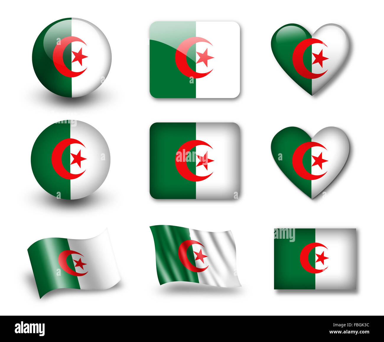 Algerian 3d flag Cut Out Stock Images & Pictures - Alamy