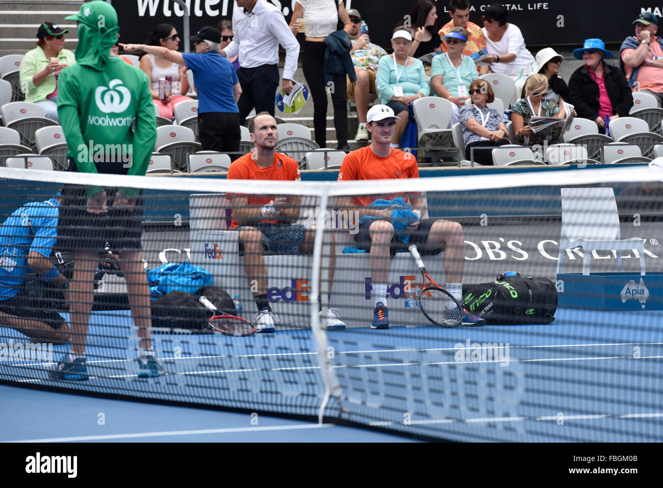 Sydney, Australia, 16th Jan, 2016. Jamie Murray (GBR) and Bruno Soares ...