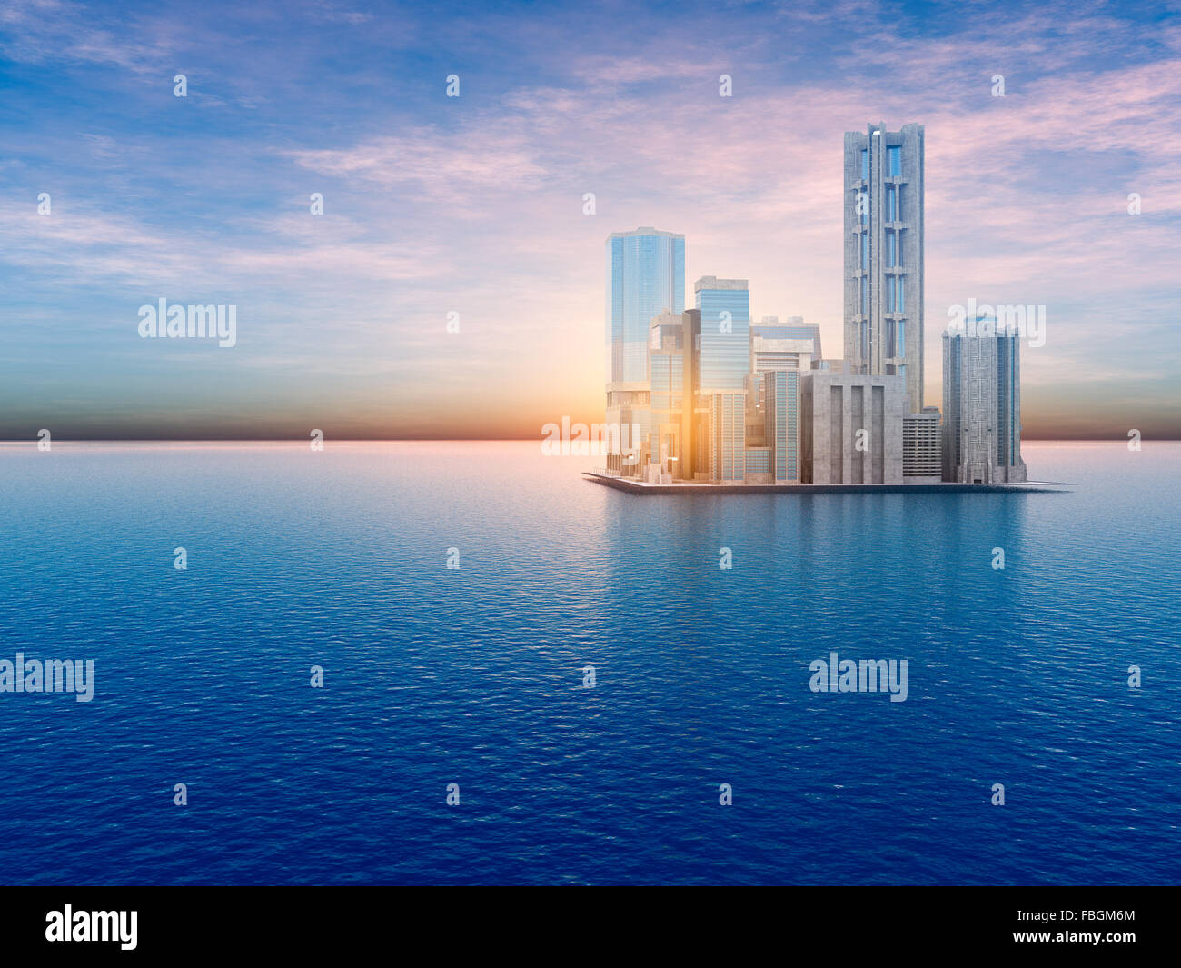 A future island city floating on the sea Stock Photo - Alamy