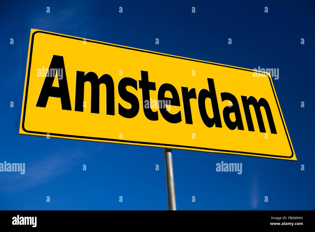 Yellow road sign Stock Photo - Alamy