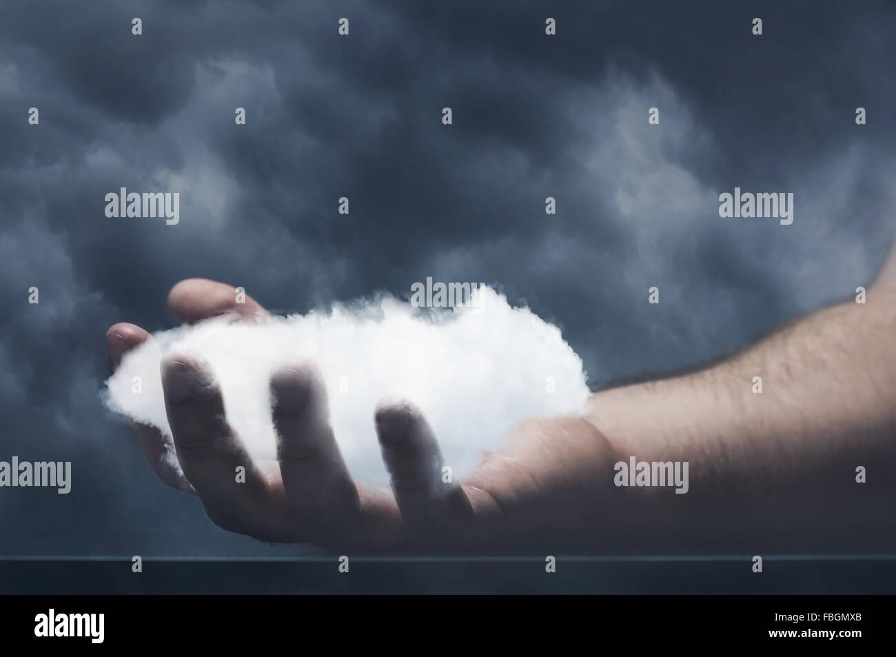 Human hand with cloud Stock Photo - Alamy