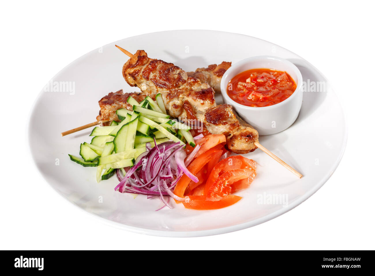 Skewers vegetables sauce Cut Out Stock Images & Pictures - Alamy