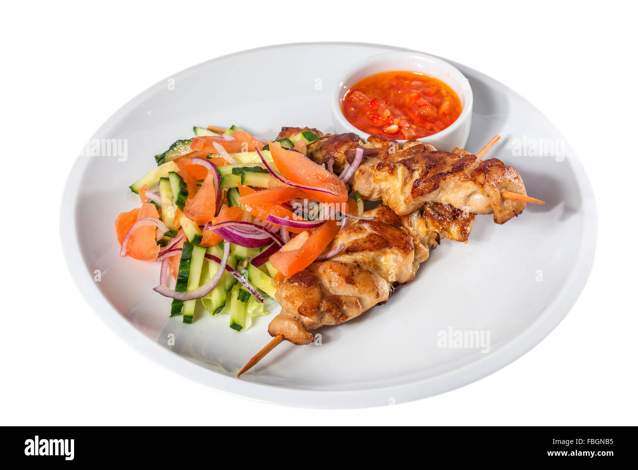 Grilled chicken skewer vegetables Cut Out Stock Images & Pictures - Alamy