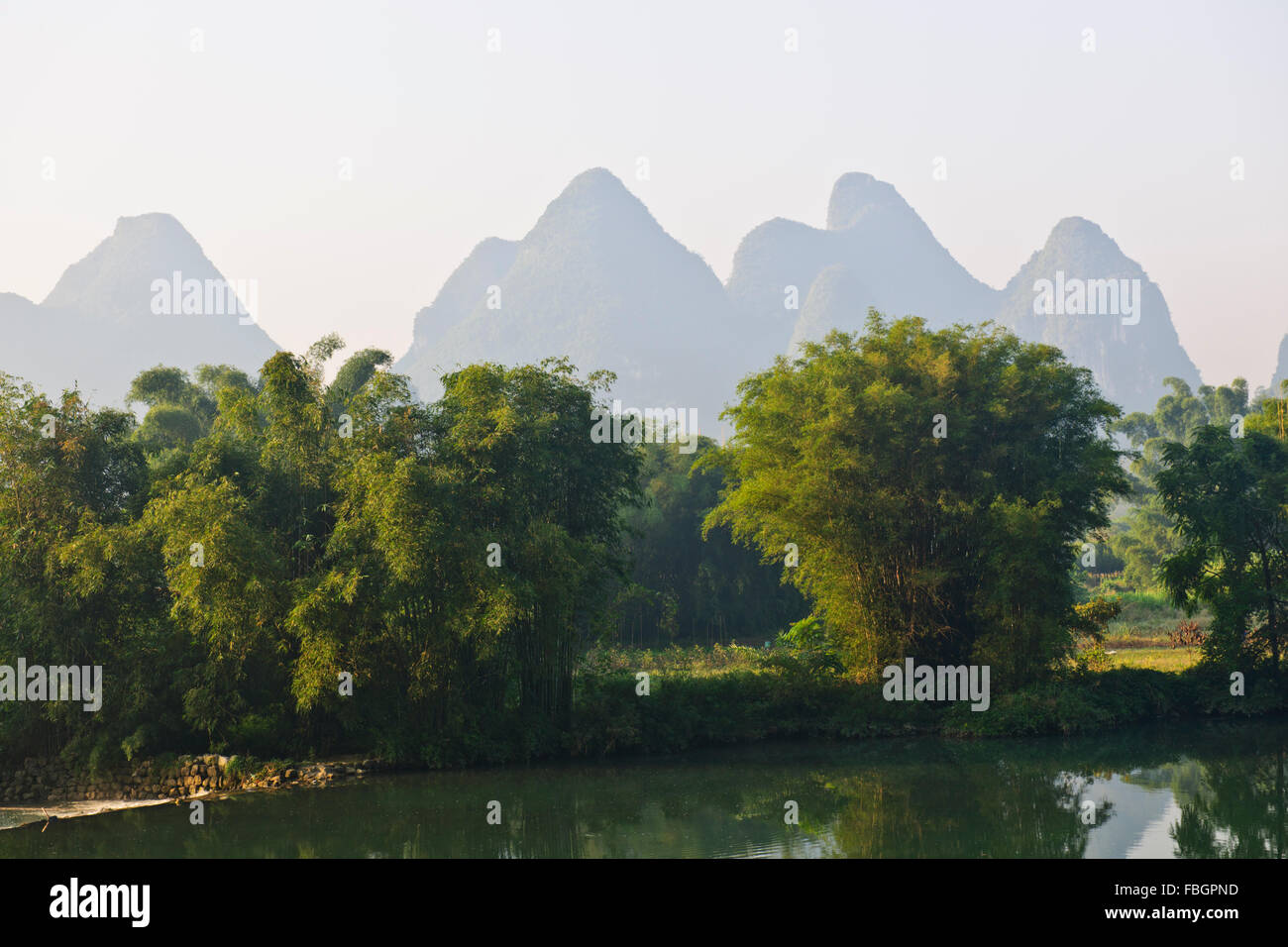 Karst Mountain Peaks,Bamboo Rafting,Yangshuo River Yulong,Gaotian Town ...