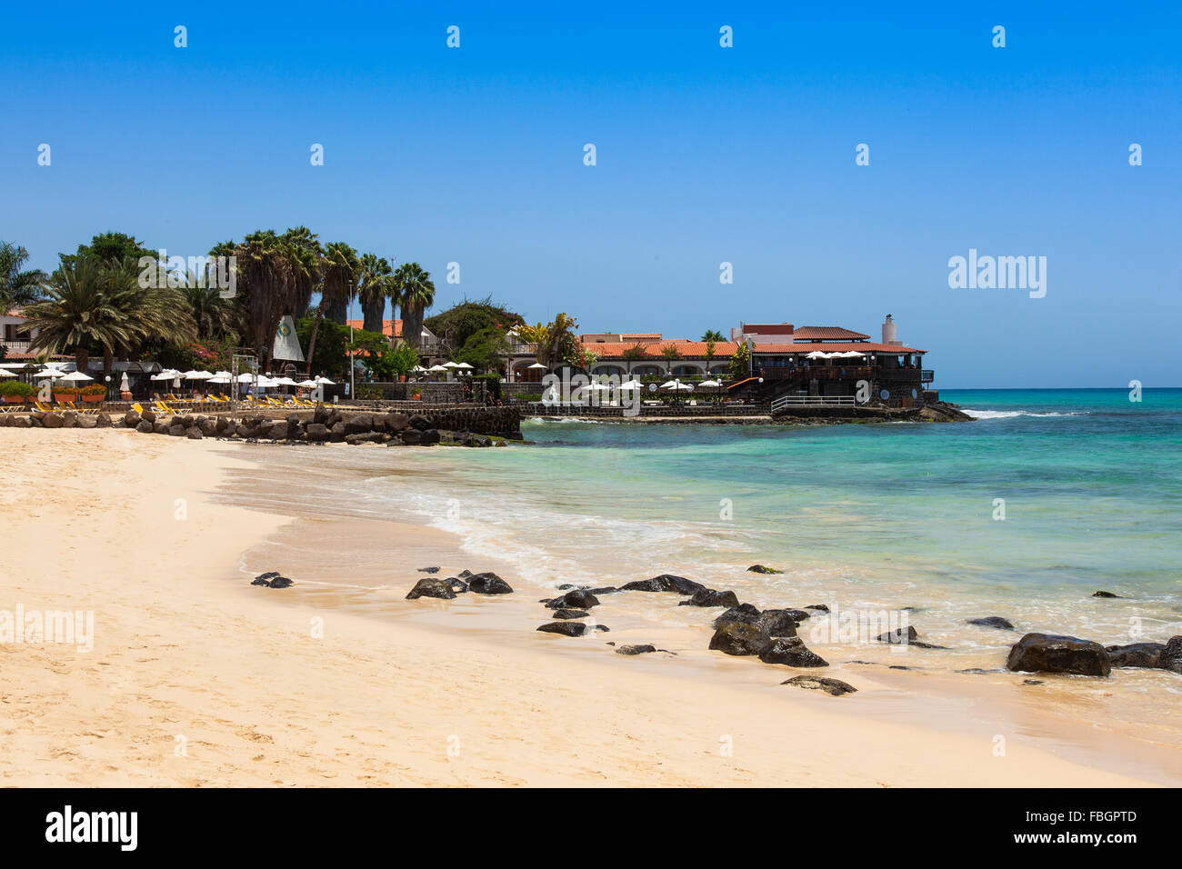 Aerial view of Santa Maria beach in Sal Island Cape Verde - Cabo Verde ...