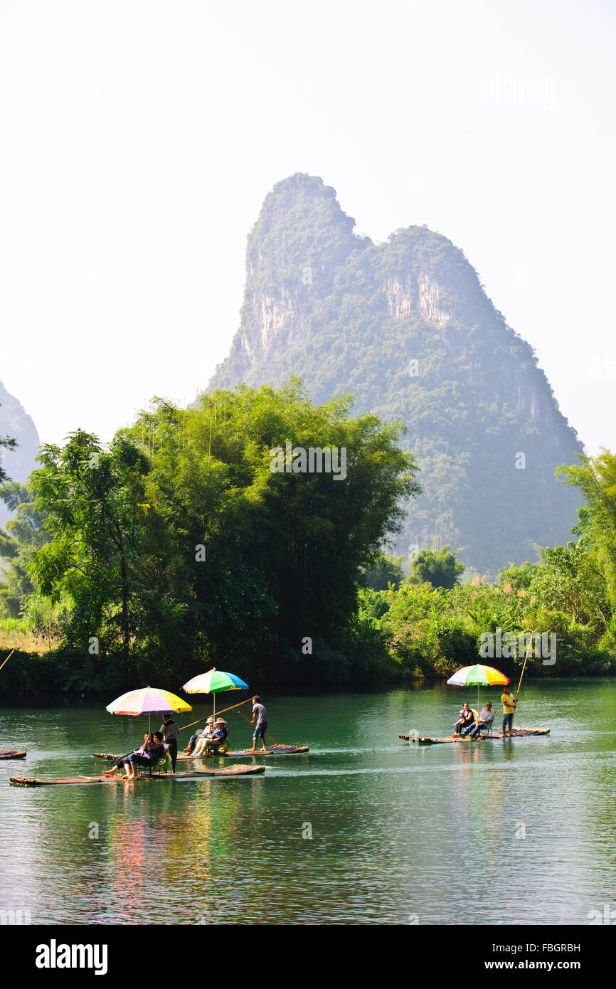 Karst Mountain Peaks,Bamboo Rafting,Yangshuo River Yulong,Gaotian Town ...