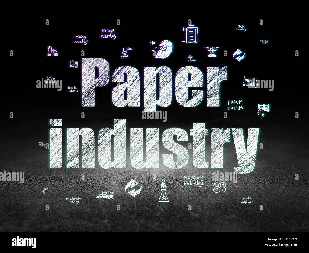 Manufacuring concept: Paper Industry in grunge dark room Stock Photo ...