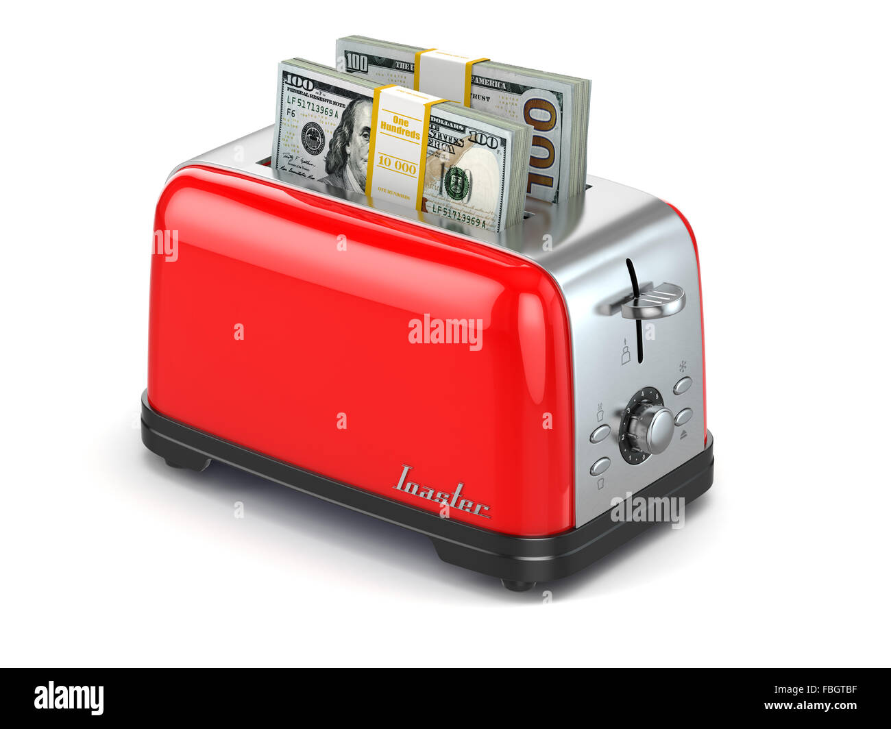 Toaster baking dollars. Financial business concept. 3d Stock Photo - Alamy